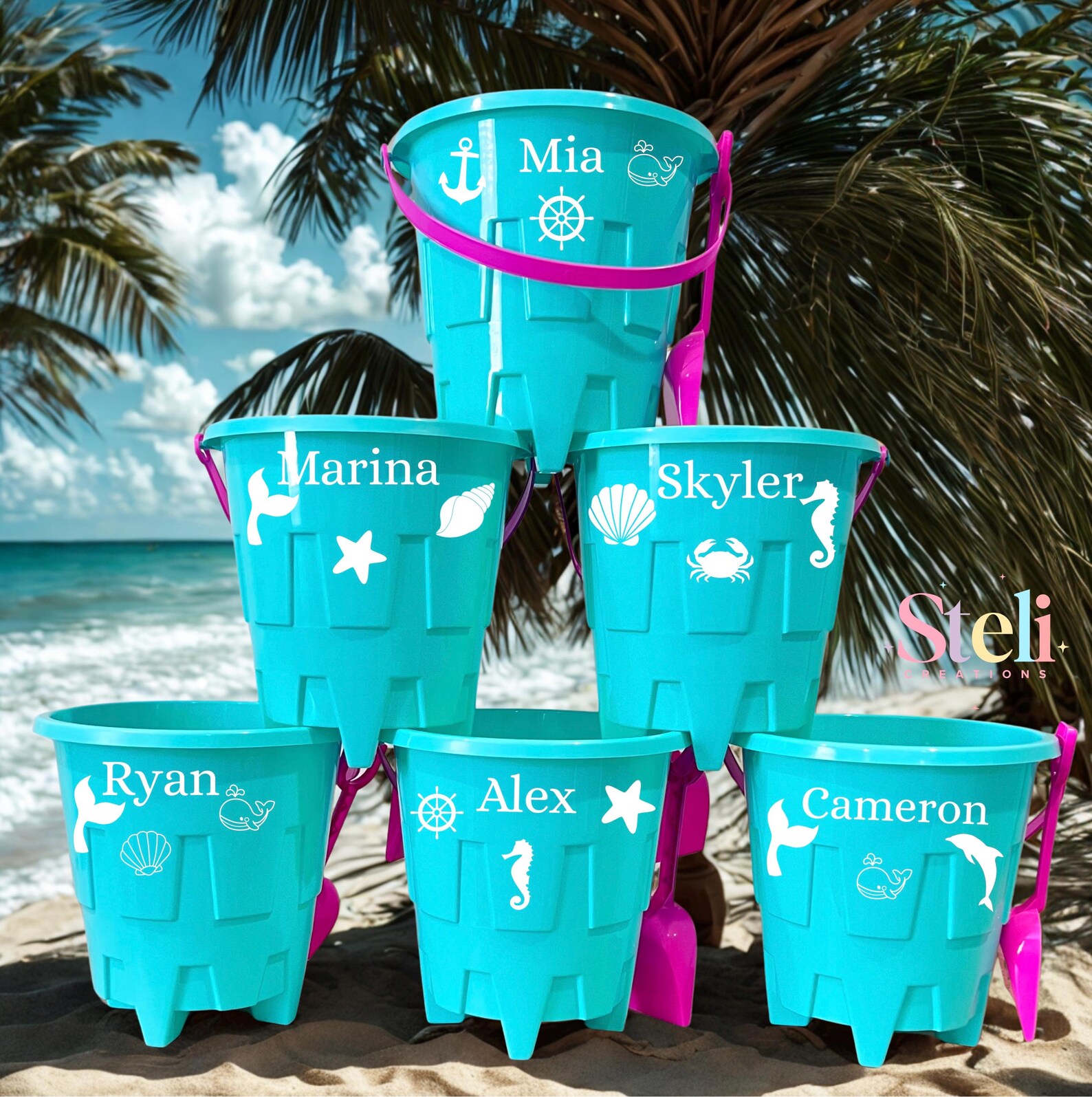 Personalized Beach Bucket With Shovel: Kids Summer Party Favor - Etsy