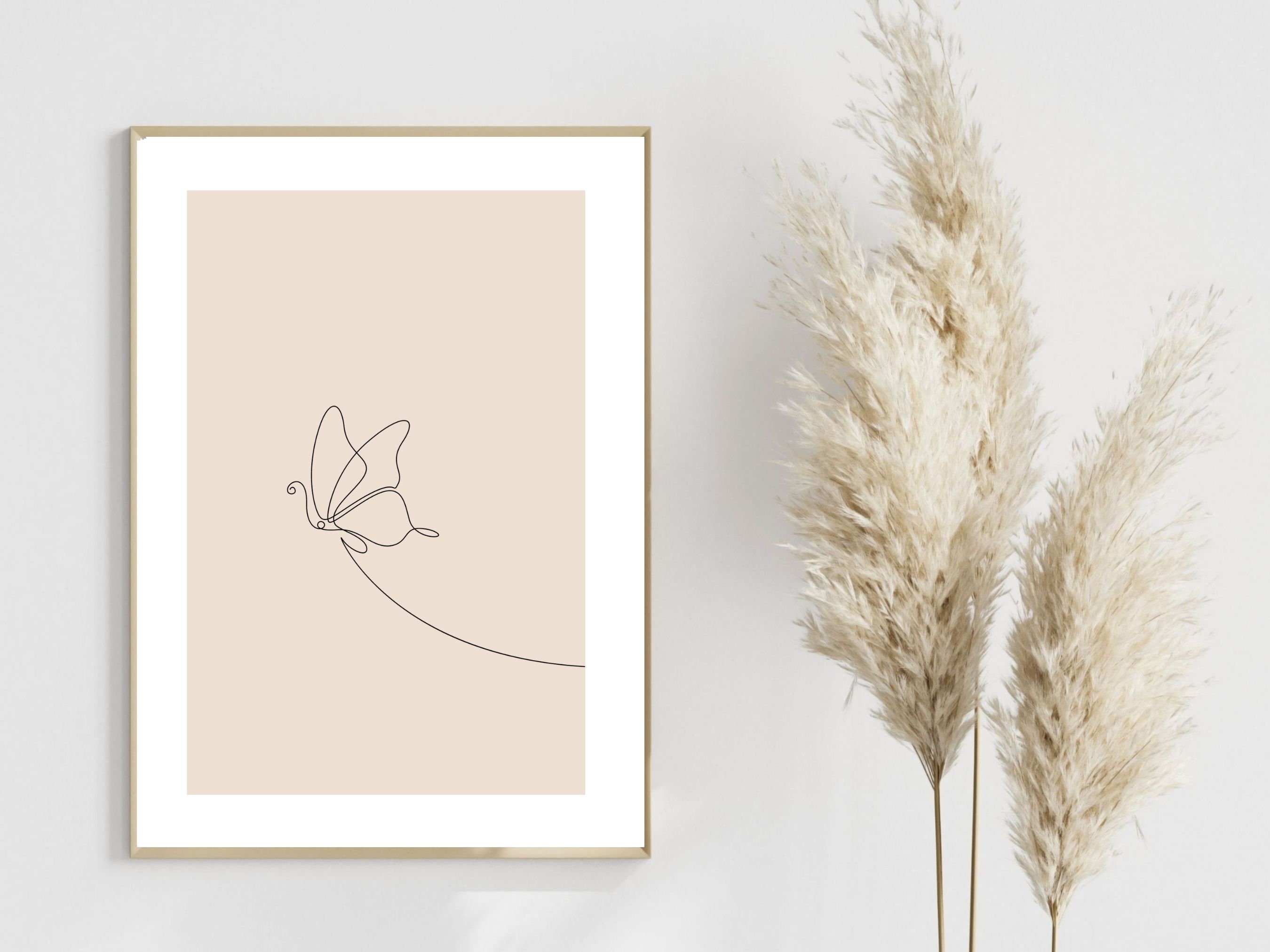 Beige Line Art Print, Minimalist Line Art Print, Beige Living Room ...