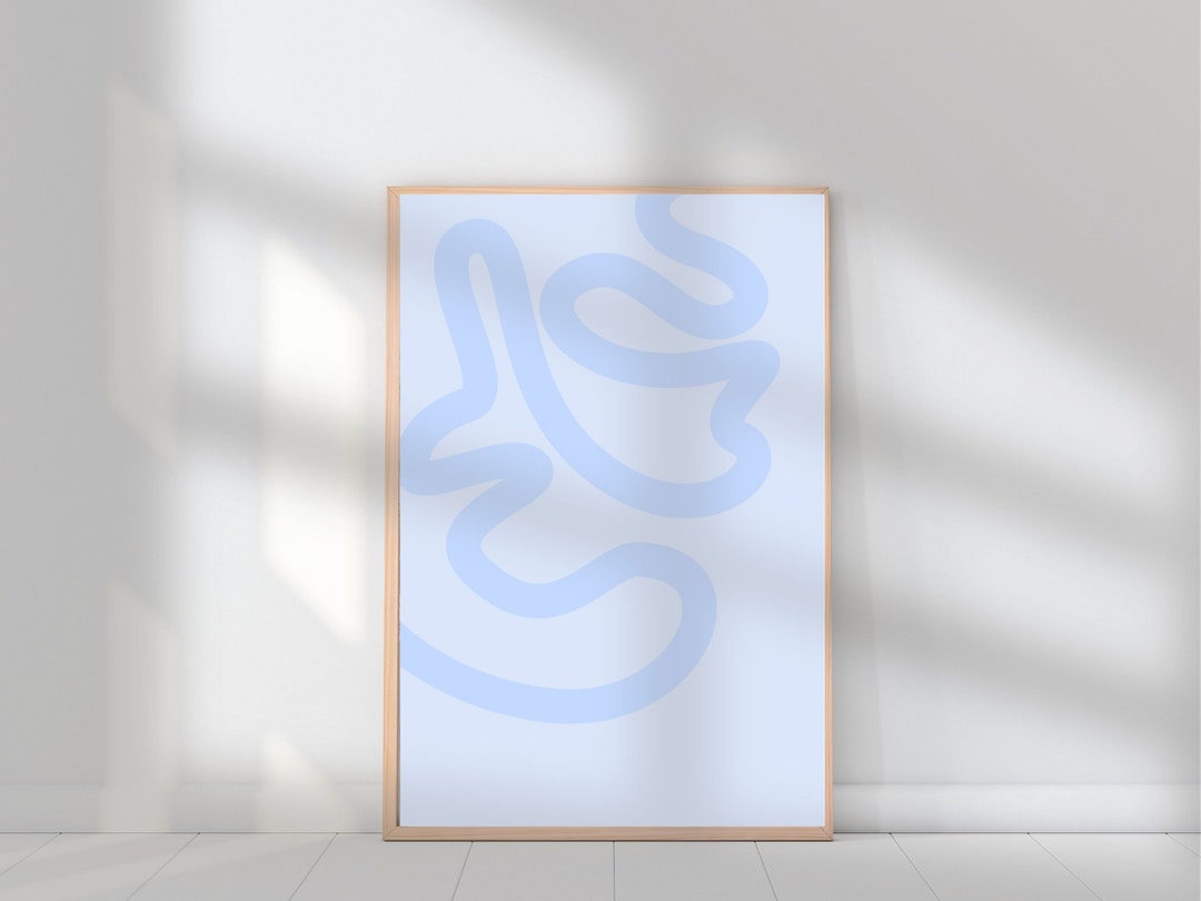 Blue Abstract Line Art Poster, Light Blue Abstract Poster, Trendy ...