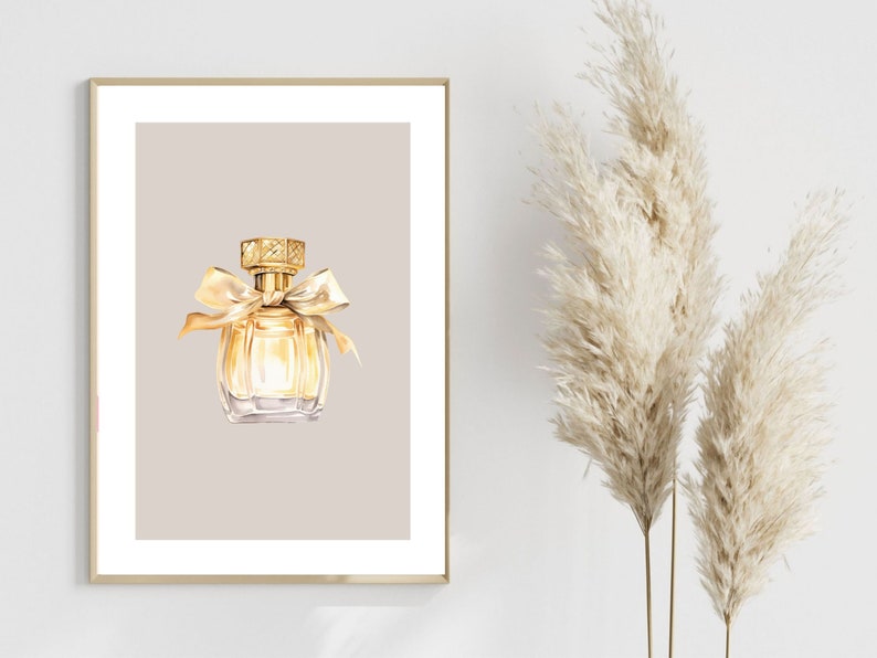 Perfume Bottle Fashion Print, Gold Perfume Bottle Poster, Fashion Wall ...