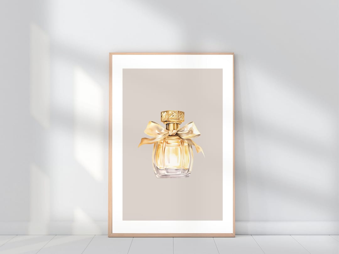 Perfume Bottle Fashion Print, Gold Perfume Bottle Poster, Fashion Wall ...