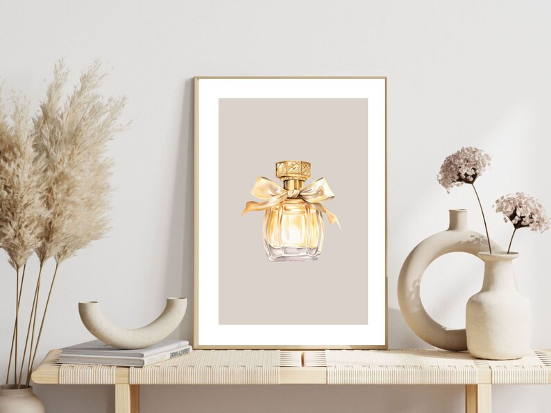 Perfume Bottle Fashion Print, Gold Perfume Bottle Poster, Fashion Wall ...