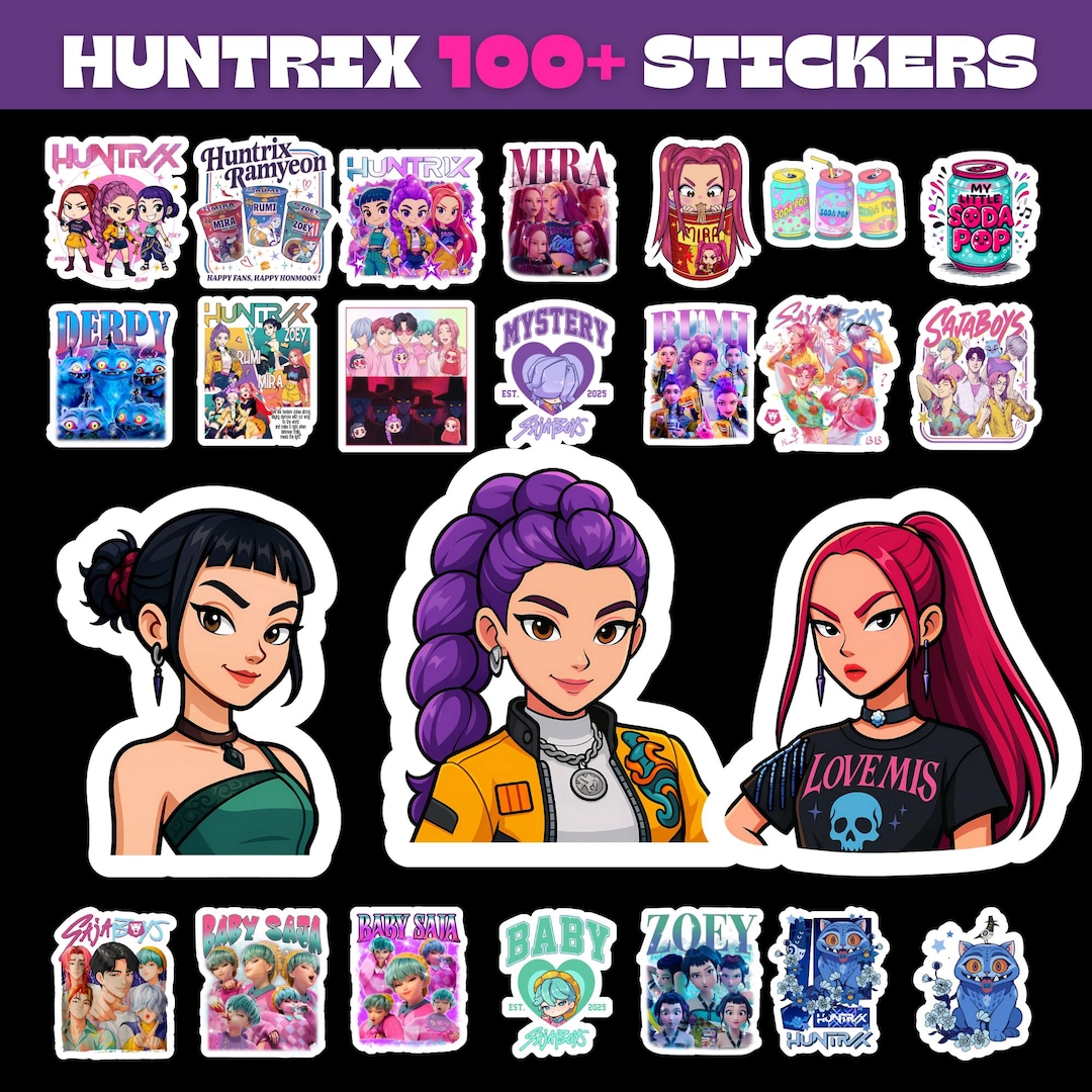 100+ Kpop Demon Hunter Sticker Bundle, Sa-ja Boy Png Stickers, Huntrix ...