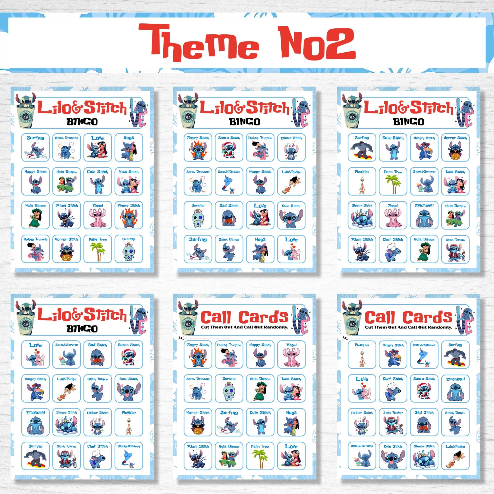 Lilo and Stitch Bingo Game, 2 Different Bingo Game Themes, Stitch ...
