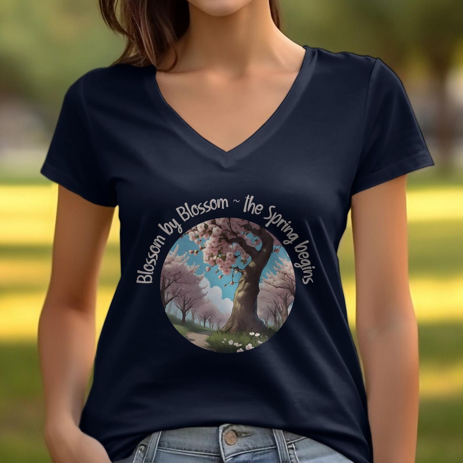 Cherry Blossom Tree Graphic T-shirt, Floral Spring Theme, Pink Sakura ...