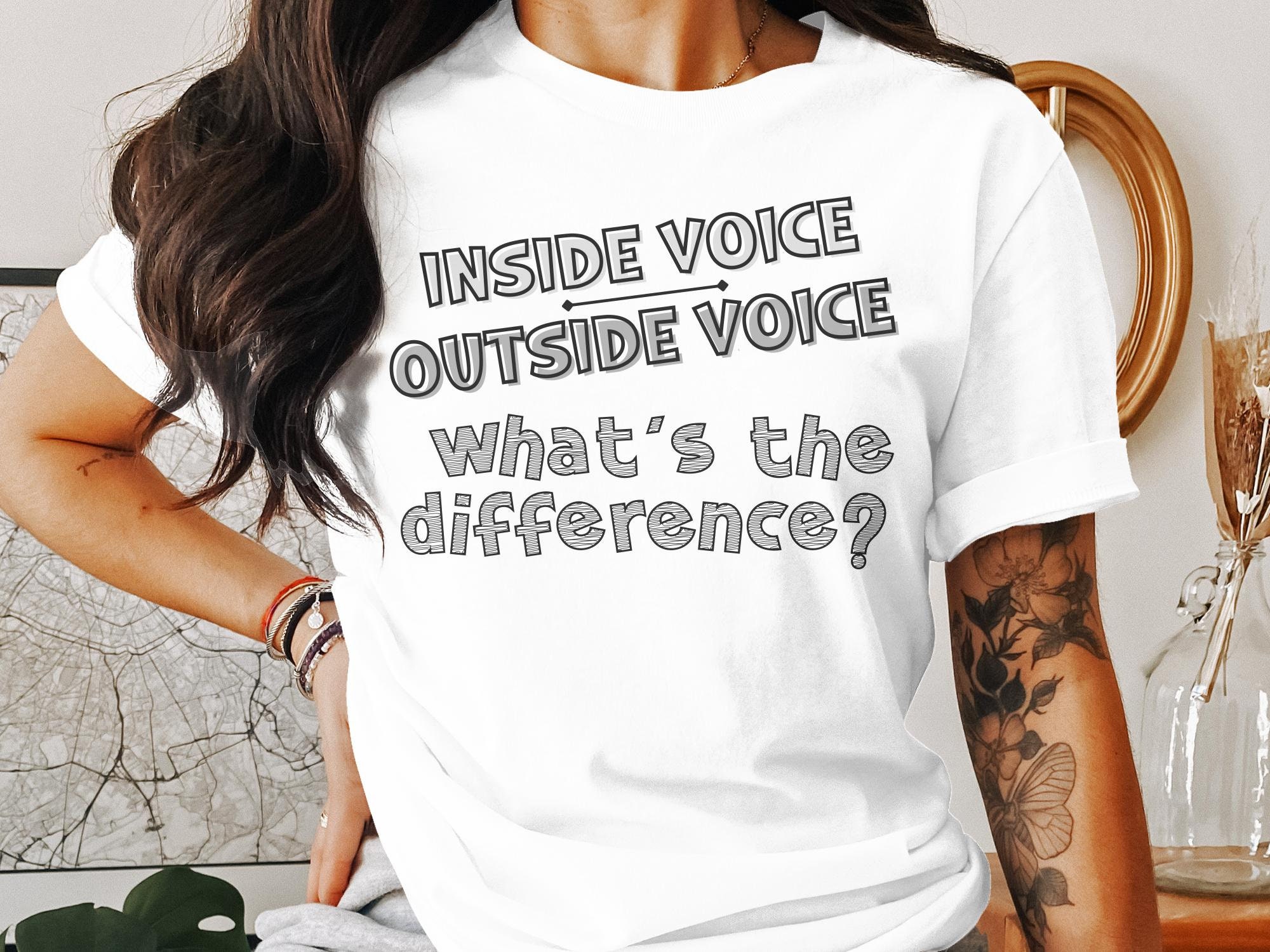 Inside Voice Outside Voice What is the Difference T-shirt, V-neck ...