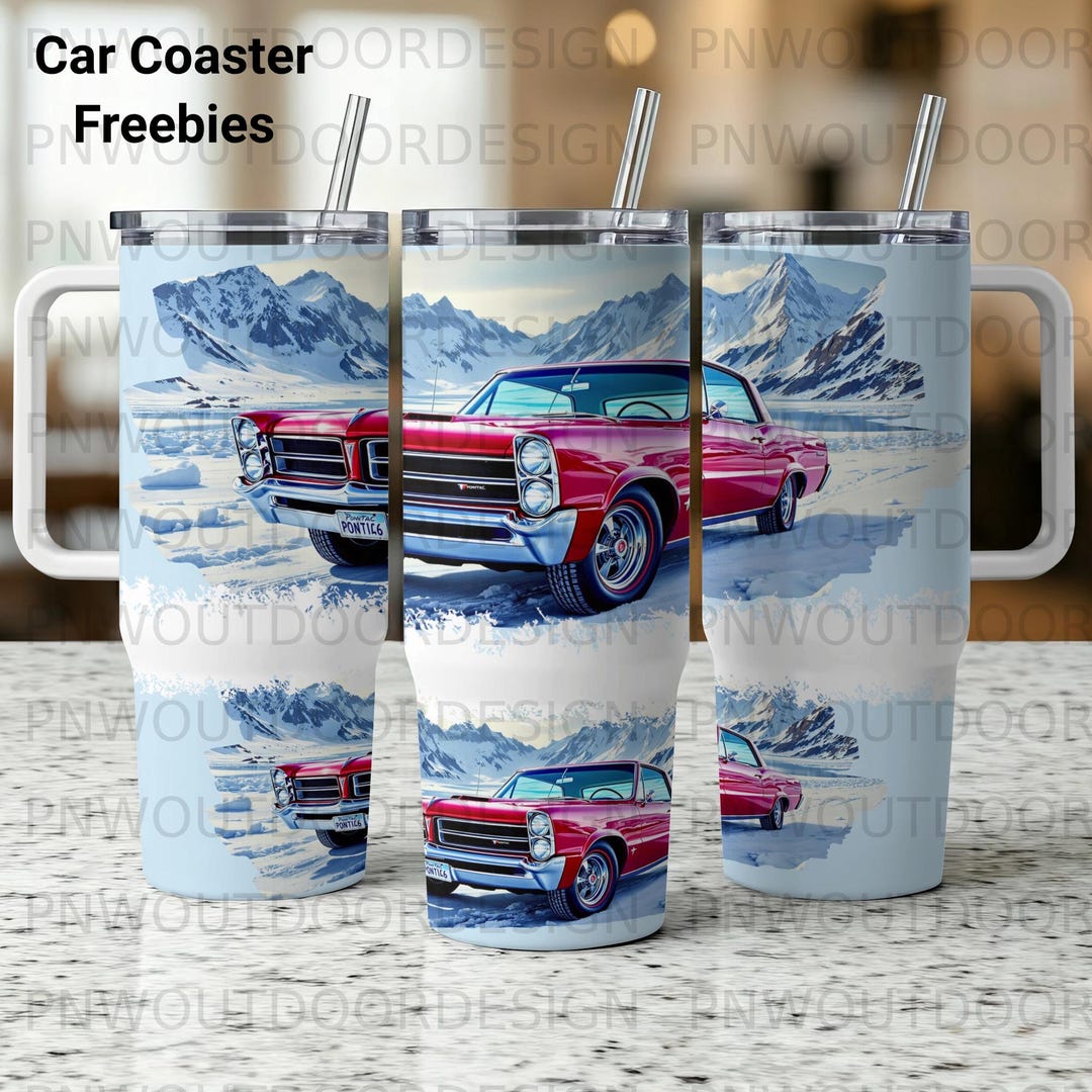 40oz Tumbler Sublimation, Muscle Car Wrap, Seamless Tapered Design, Car ...