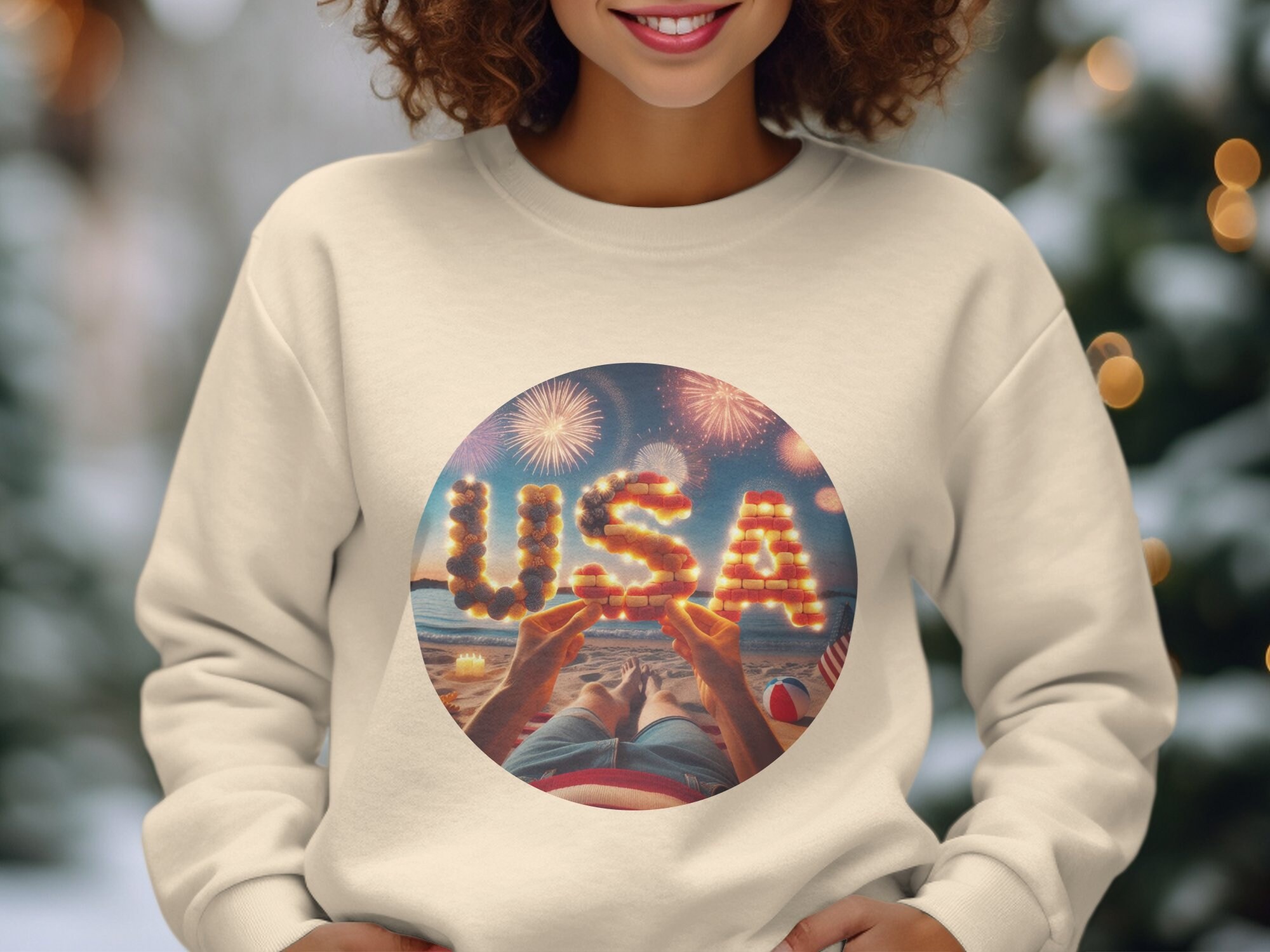 USA Fireworks Beach Scene T-shirt, Patriotic Sweatshirt, Fourth of July ...