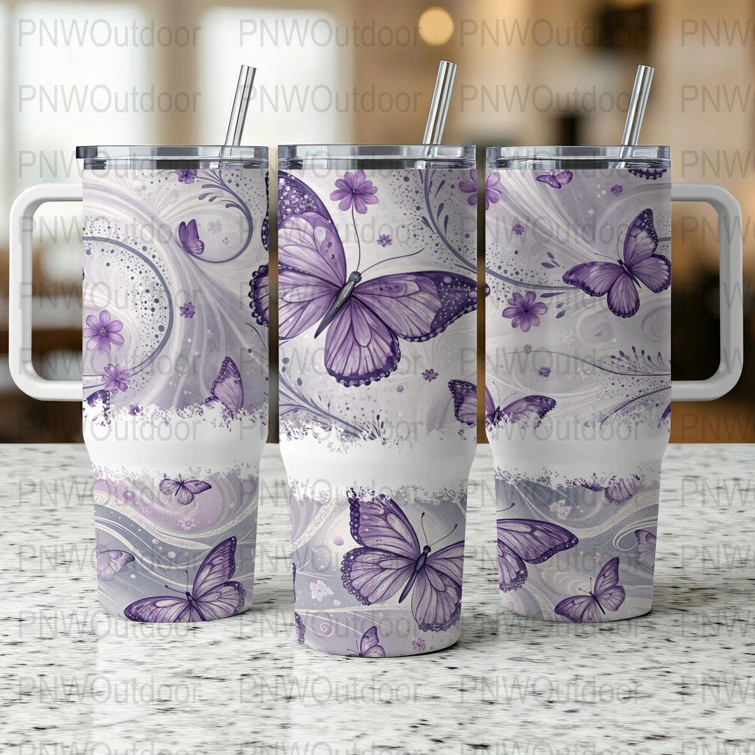 Purple Butterfly Art, Digital Butterfly Design, Seamless Butterfly ...