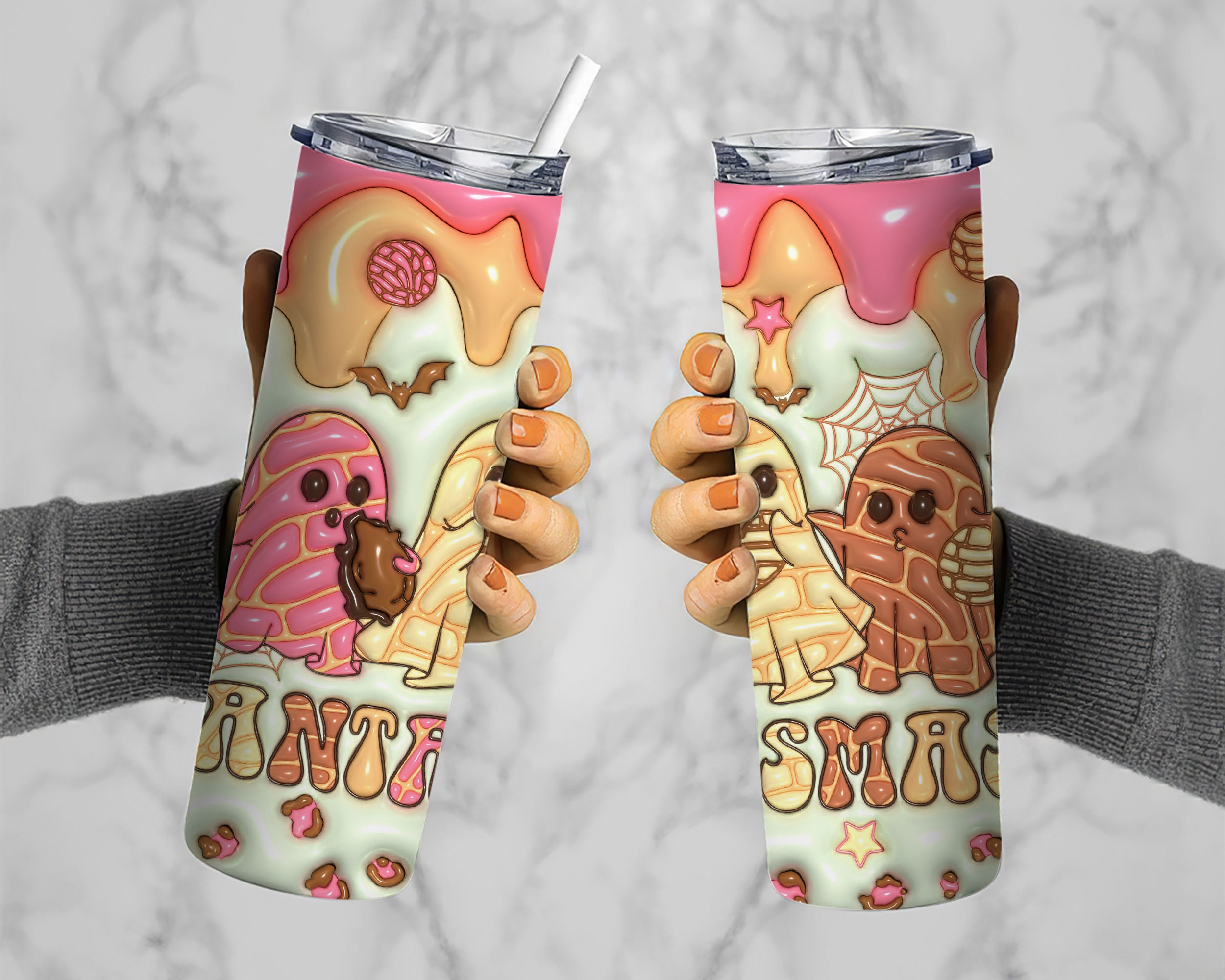 3D Pantasmas Ghost Inflated Tumbler Wrap, Cafecito Y Chisme Puff Wrap ...