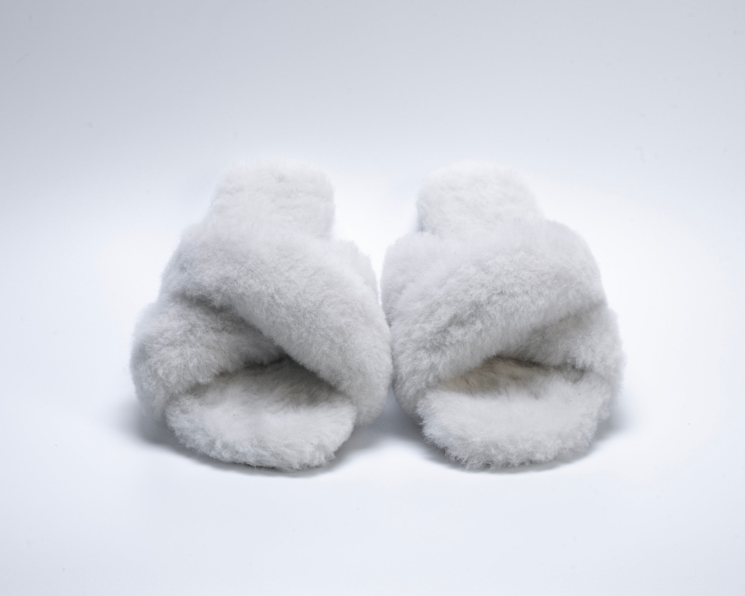 Genuine Handcrafted Sheepskin Crossover Slippers, Fluffy Slides - Etsy