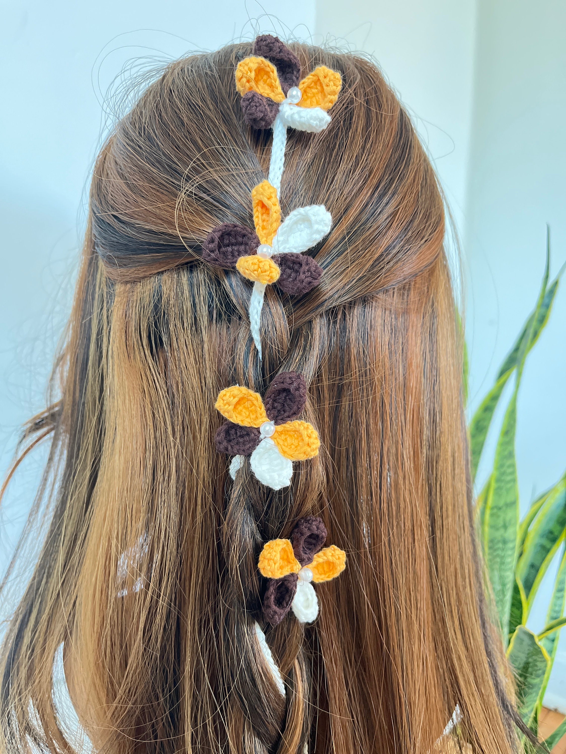 Crochet Floral Hair Pins, Hair Braiding Toddler, Gift for Her. - Etsy