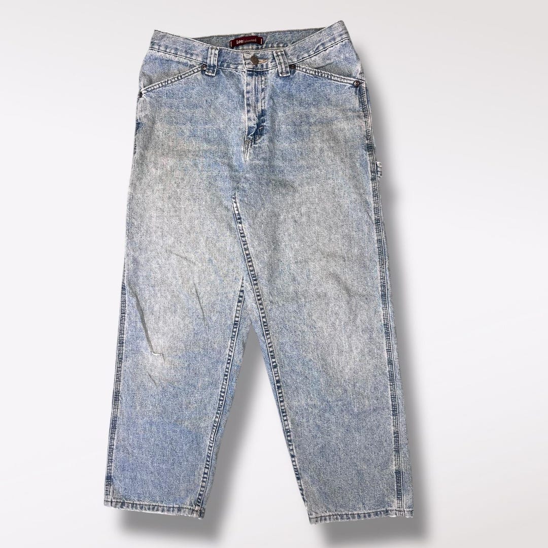 Lee Riveted Carpenter Jeans Light Wash Utility Y2K 90s Denim Size 6 ...