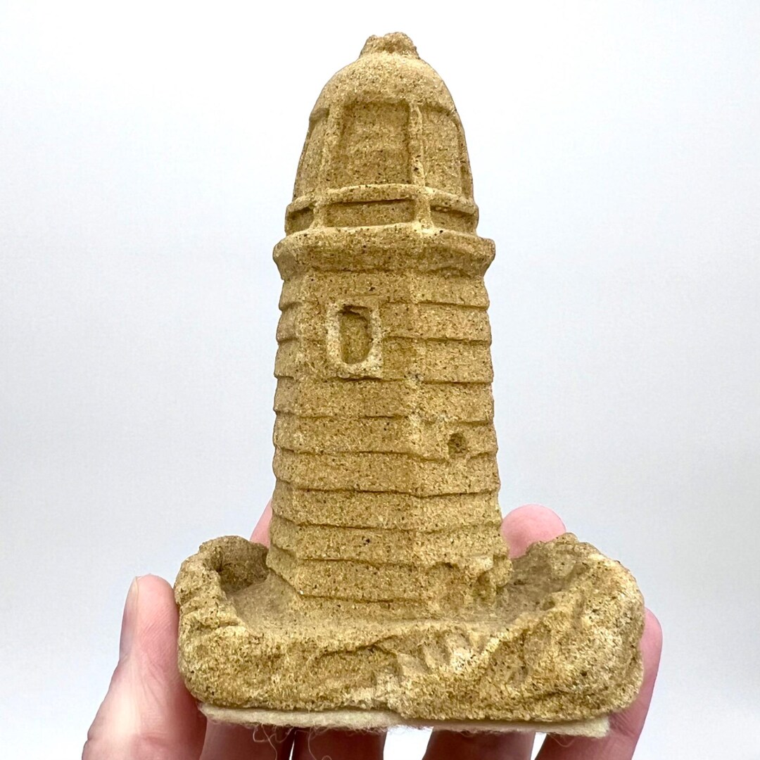 Tan Sand Lighthouse Figurine Coastal Beach House Decor Nautical ...