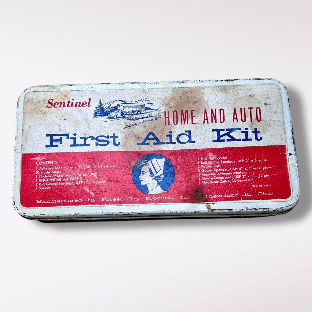 Vintage Sentinel First Aid Kit Medical Utility Tin Box - Etsy