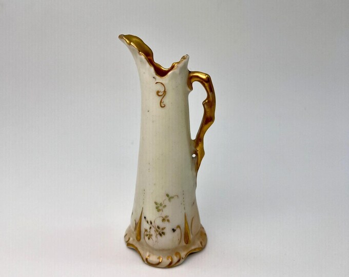 Antique Austrian Mini Porcelain Pitcher Gold Trim Delicate Floral ...
