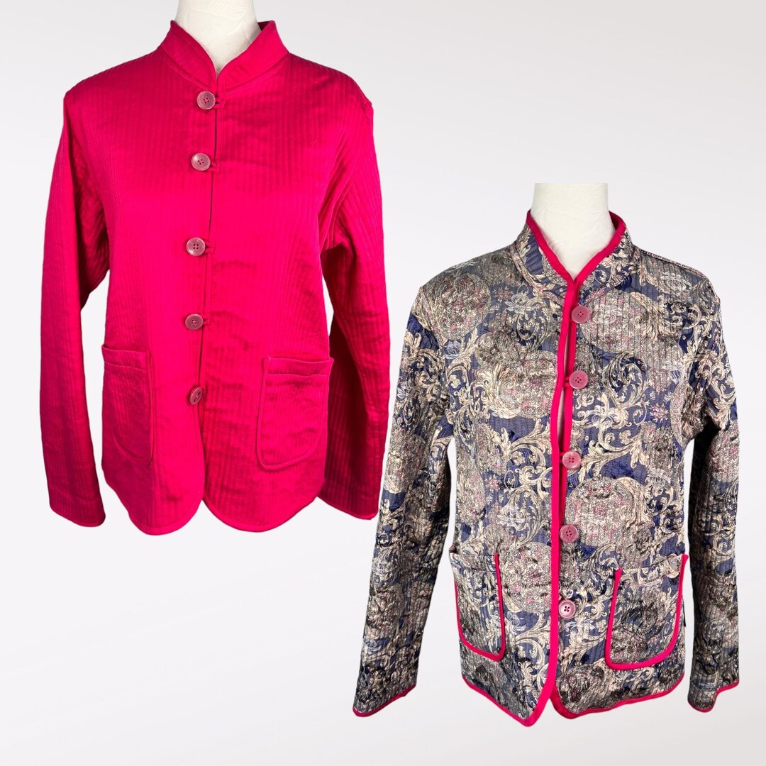 Vintage Irresistible Reversibles Jacket Button Closure Pink Colorful ...