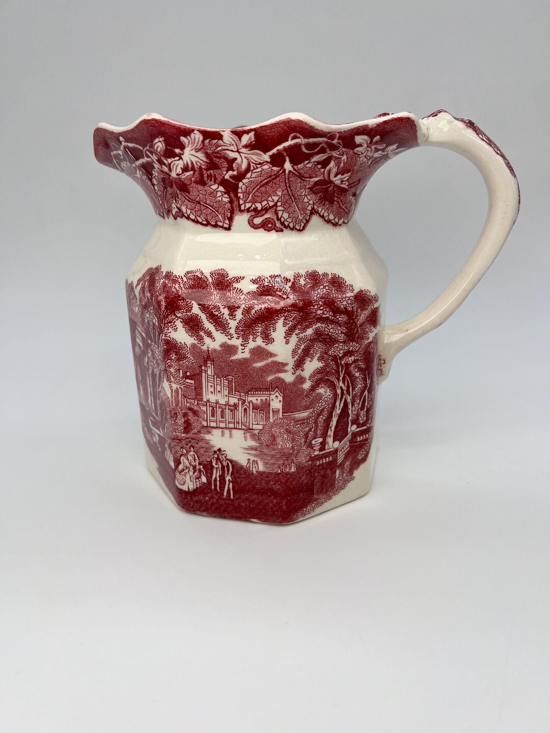 Antique Mason's Patent Ironstone Pink Transferware Milk Pitcher Vista ...