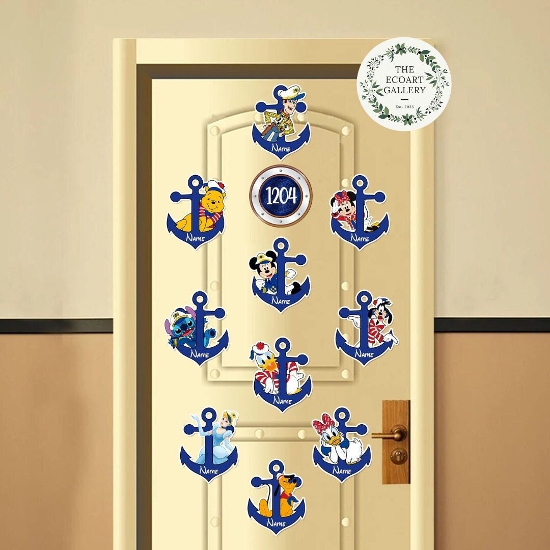 Personalized Disney Cruise Anchor All Characters Magnet, Mickey and ...