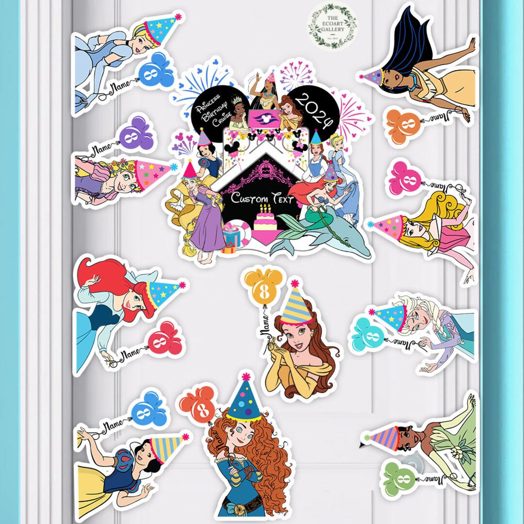 Personalized Disney Princess Birthday Magnets, Princess Cruise Mickey ...