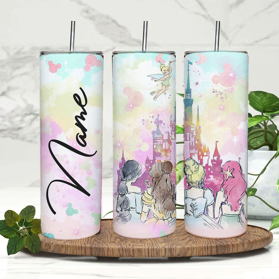 Personalized Disney Princess Tumbler, Watercolor Disney Tumbler, Custom ...