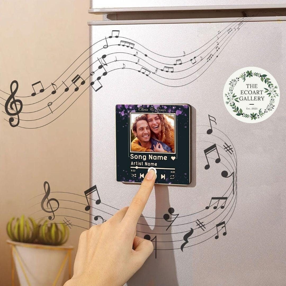 Personalized Couple Valentine Music Fridge Magnet, Custom Photo & Song ...