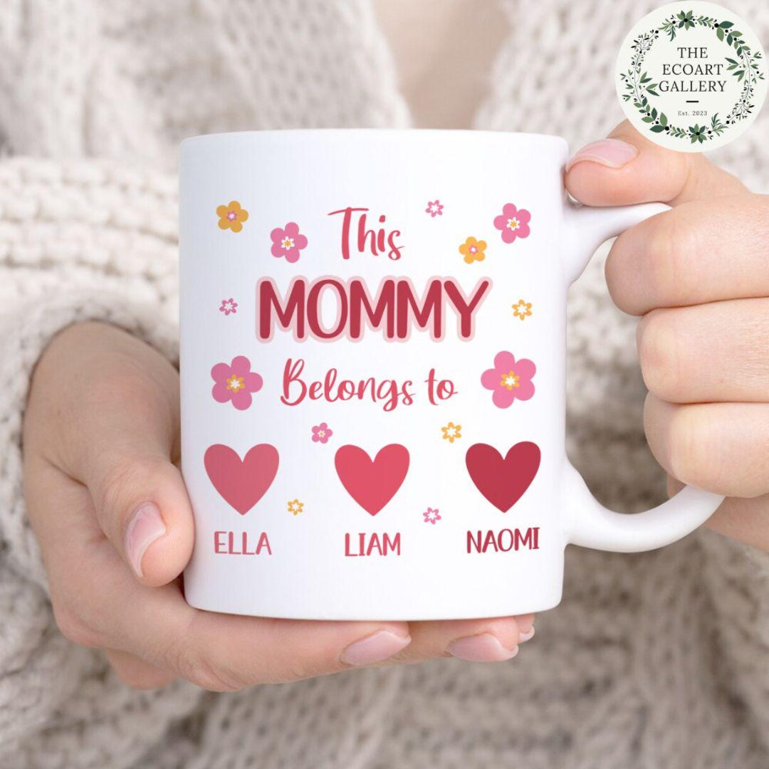 Personalized This Mommy Belongs to Mug, Custom Kids Name Mom Coffee Mug ...
