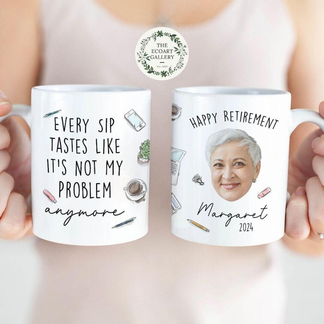 Personalized Retirement Mug, Custom Photo & Name Happy Retirement ...