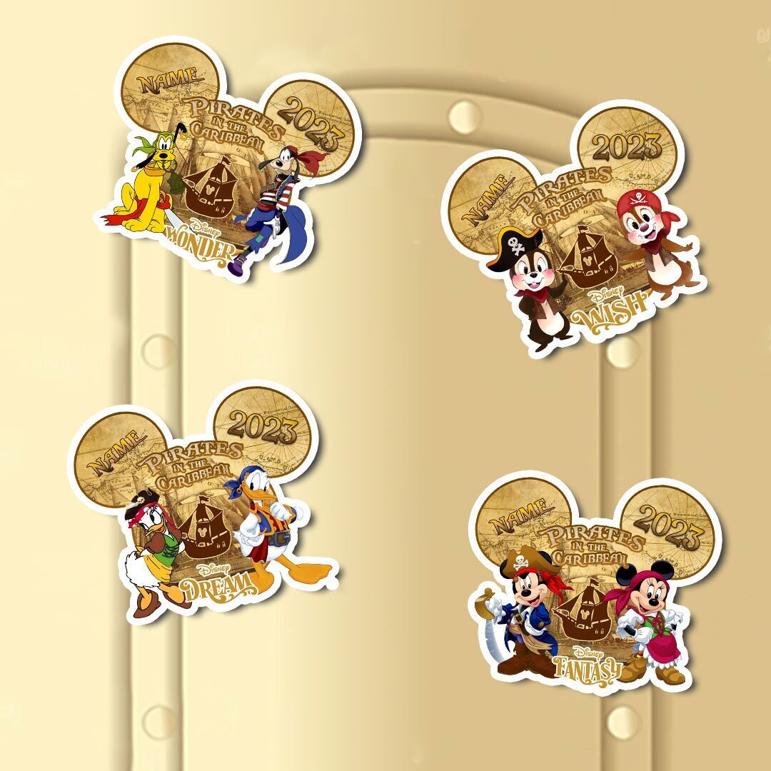 Custom Disney Pirates Magnets, Disney Cruise Magnet, Mickey and Friends ...
