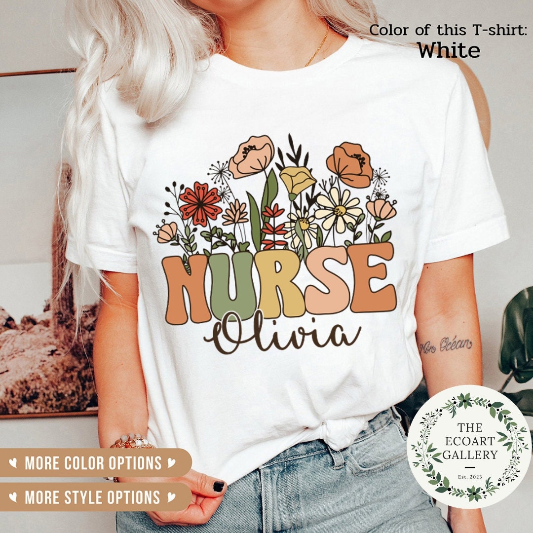 Personalized Floral Nurse Shirt, Nursing Student Gift, RN Nurse ...