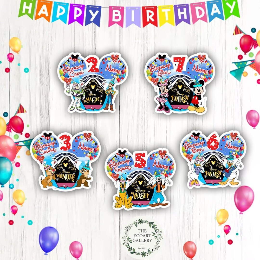 Personalized Disney Birthday Cruise Magnet, Mickey and Friends Inspired ...