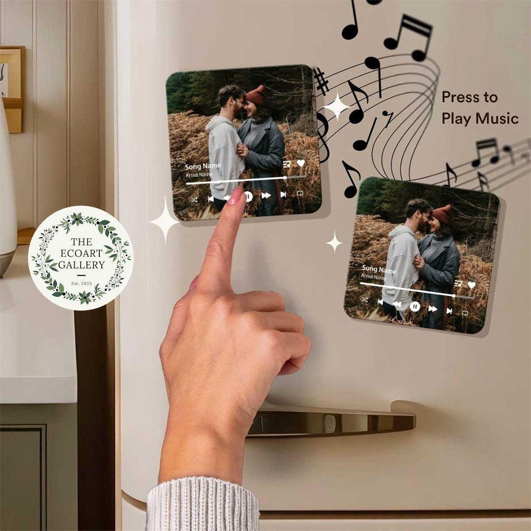 Personalized Music Fridge Magnet, Custom Photo & Song Album Music ...