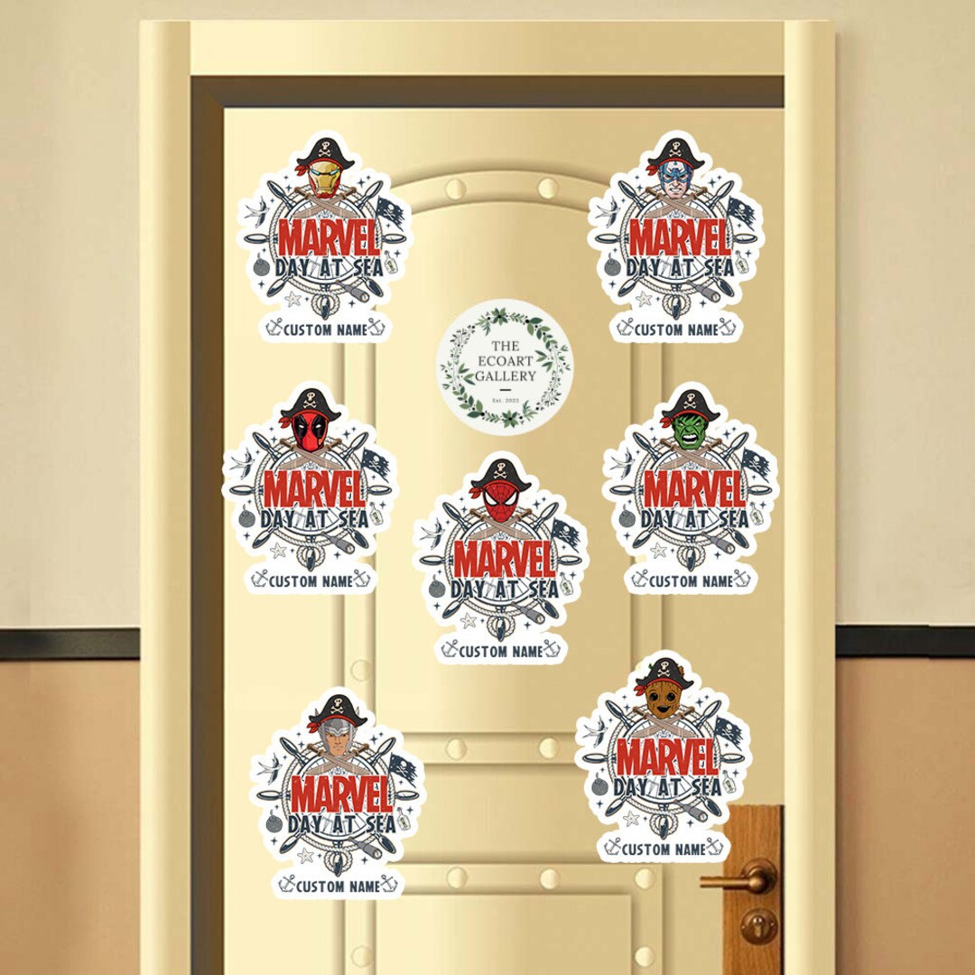 Personalized Marvel Day at Sea Cruise Door Magnet, All Characters ...