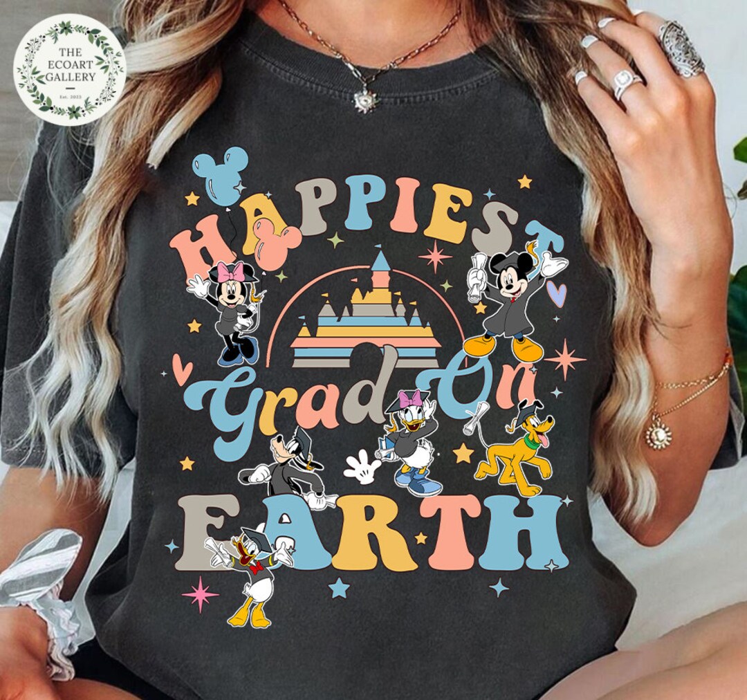 Mickey and Friends Happiest Grad on Earth Shirt, Disney Graduation 2024 ...