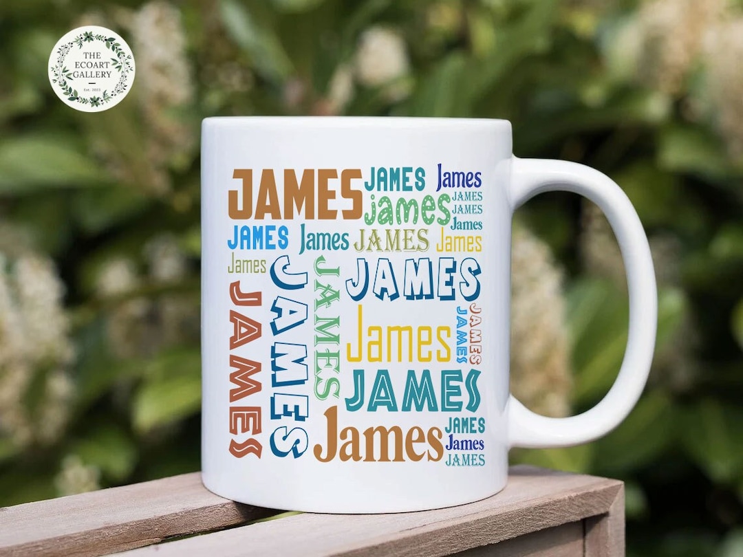 Personalized Repeating Name Coffee Mug, Custom Name and Initial Mugs ...