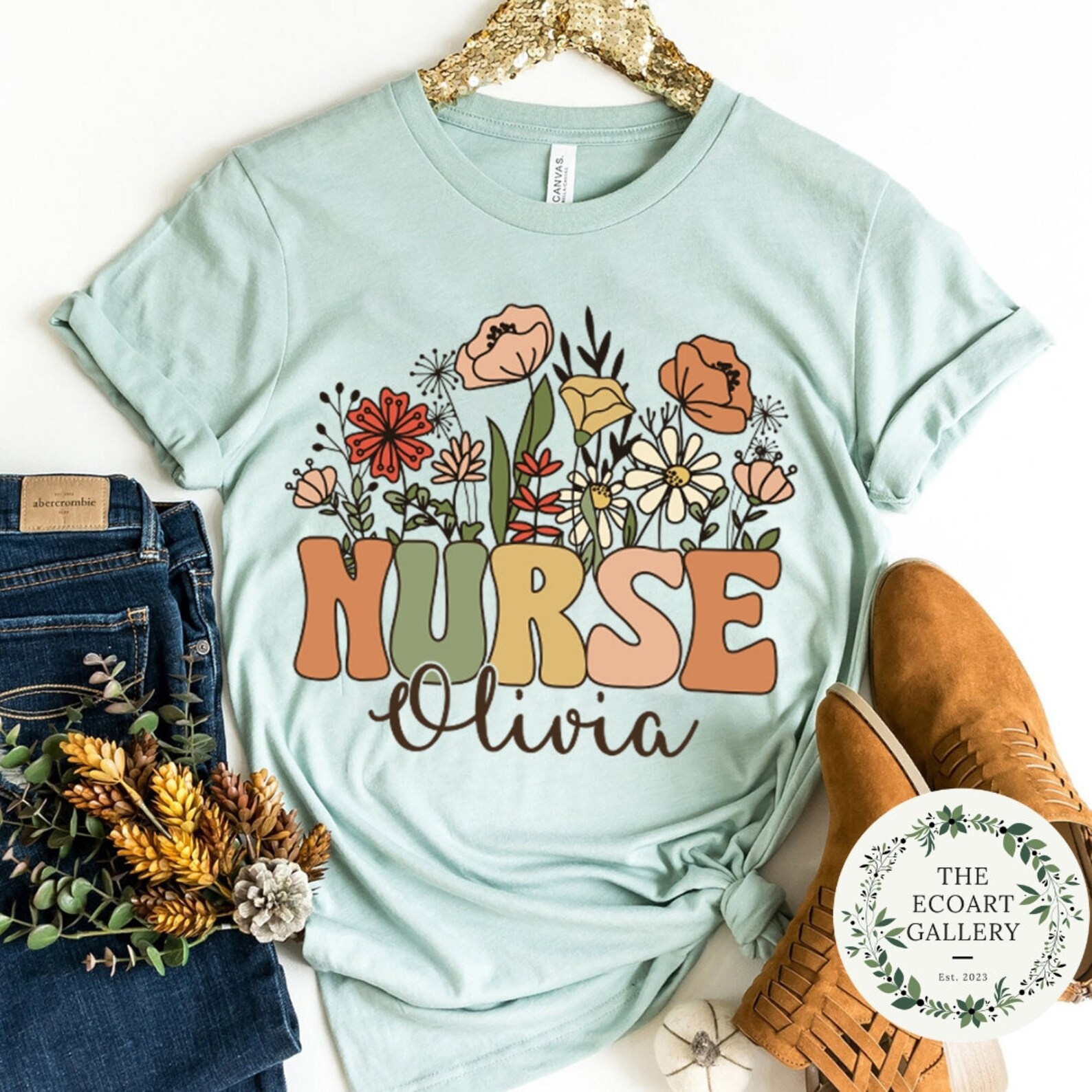 Personalized Floral Nurse Shirt, Nursing Student Gift, RN Nurse ...