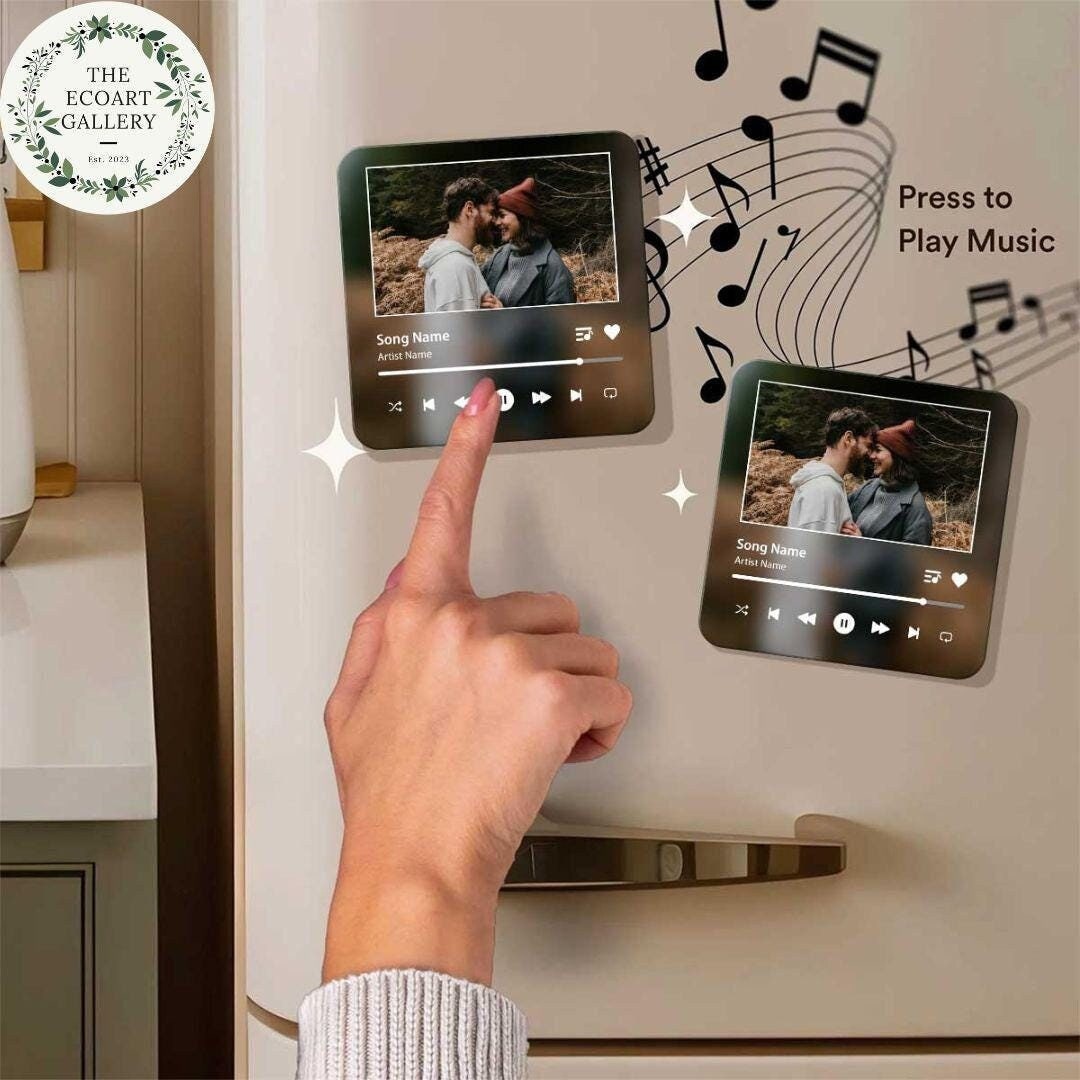 Personalized Music Fridge Magnet, Custom Photo & Song Album Music ...