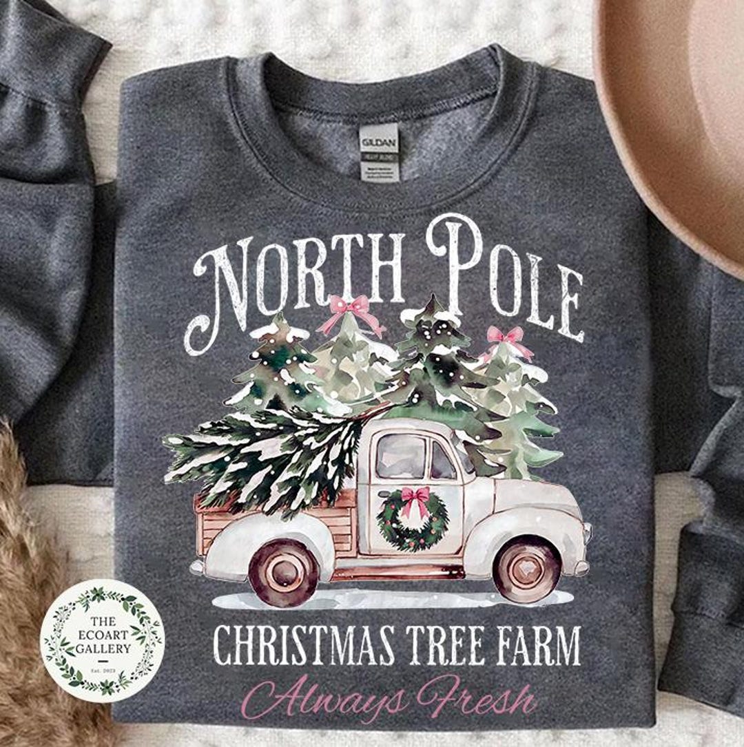 North Pole Christmas Tree Farm Shirt Comfort Colors Holiday Tshirt ...