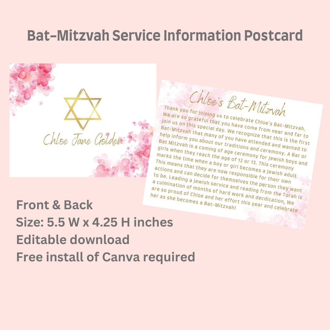 Bat Mitzvah Service Program - Etsy