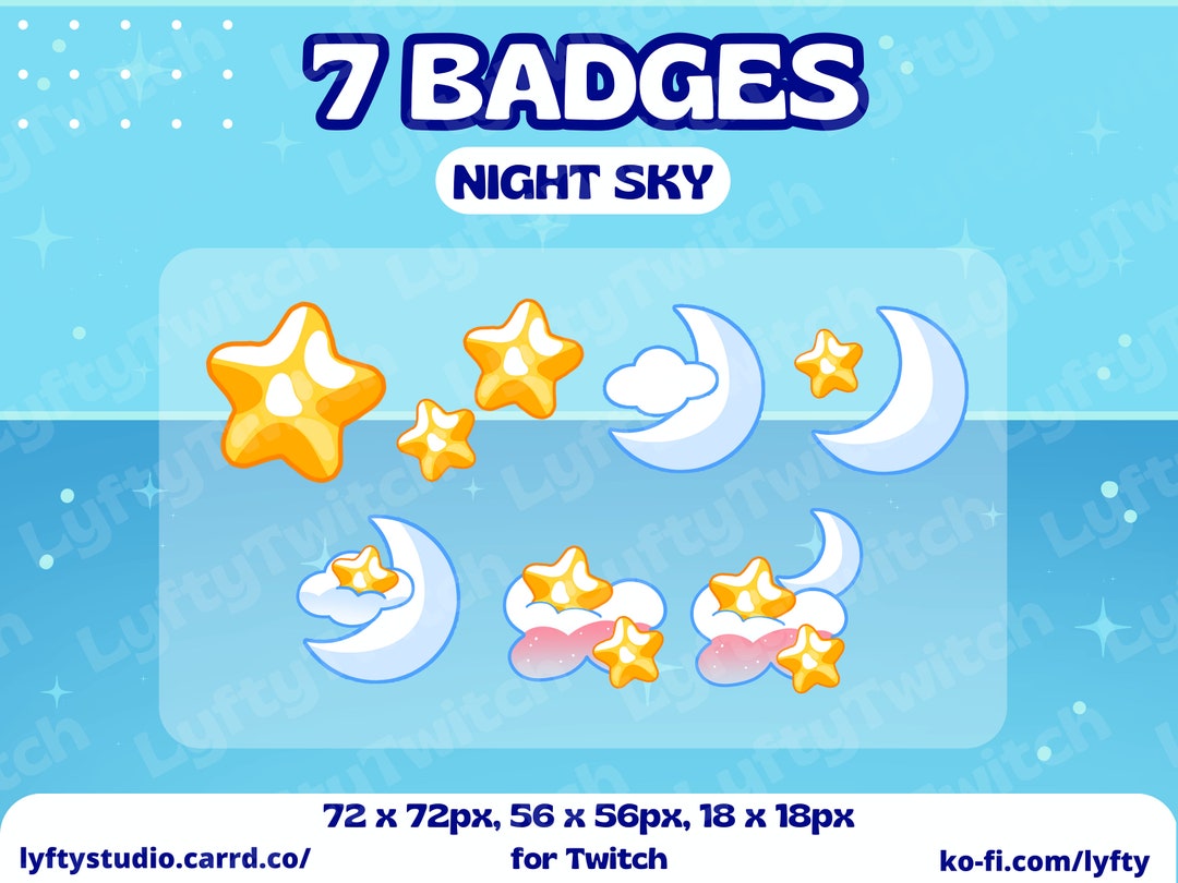 Night Sky Badge Flairs for Twitch - 7 Sub-badge for Twitch Streams ...