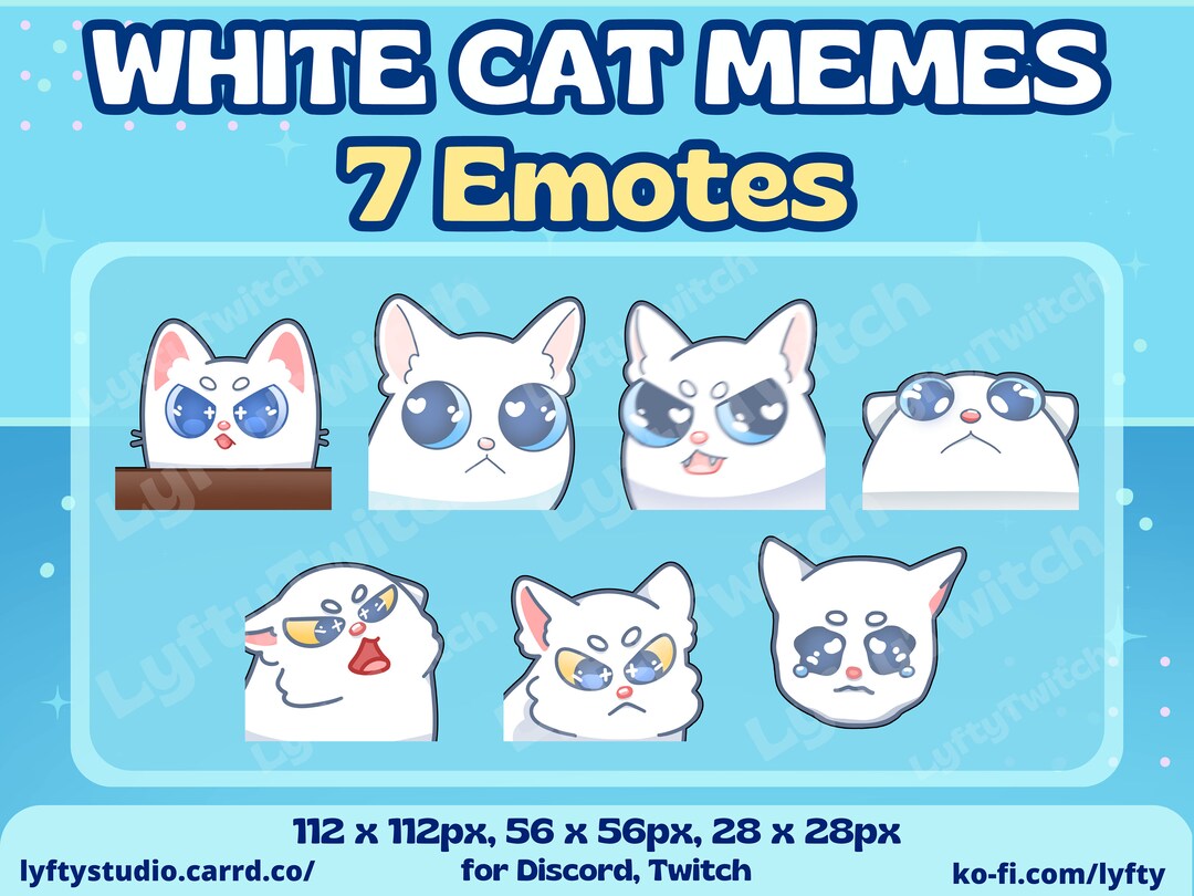 White Cat Memes - Emotes for Twitch, Discord, Meme Pack, Cute White ...