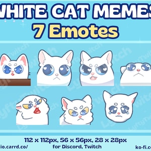 White Cat Memes - Emotes for Twitch, Discord, Meme Pack, Cute White ...