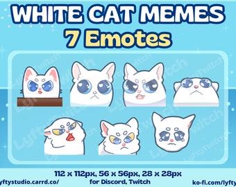 White Cat Memes - Emotes for Twitch, Discord, Meme Pack, Cute White ...