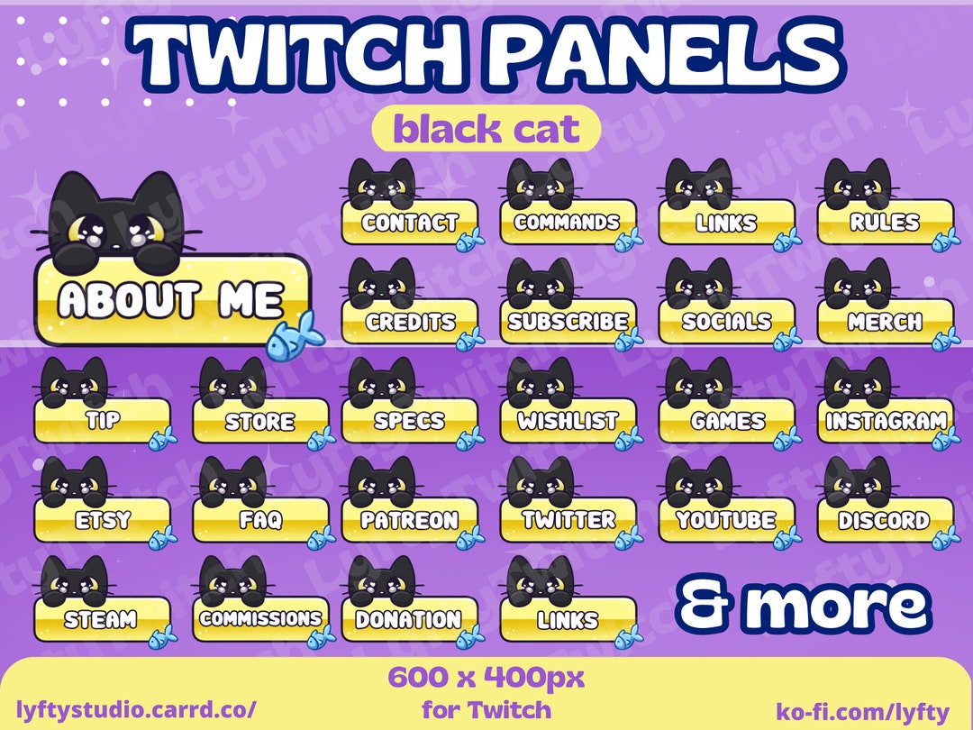 Cute Black Cat Panels for Twitch - 35 Panels for Twitch Biography ...