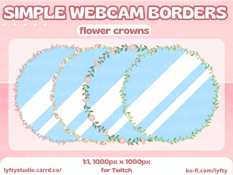 Flower Crown Webcam Borders for Twitch Pack of 4 Simple - Etsy