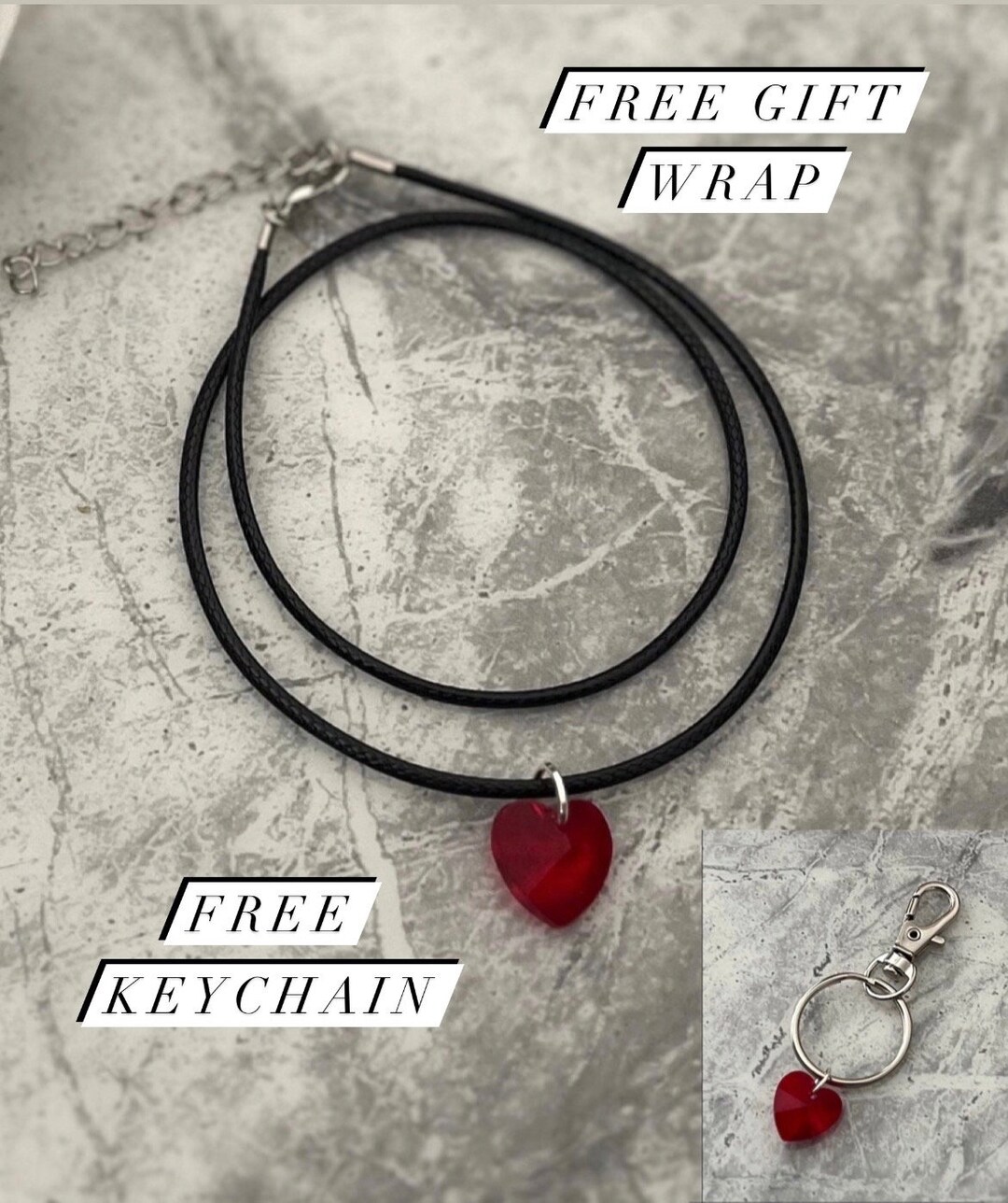 Red Heart Rope Necklace. Choker Necklace. Cord Necklace. Red Heart ...