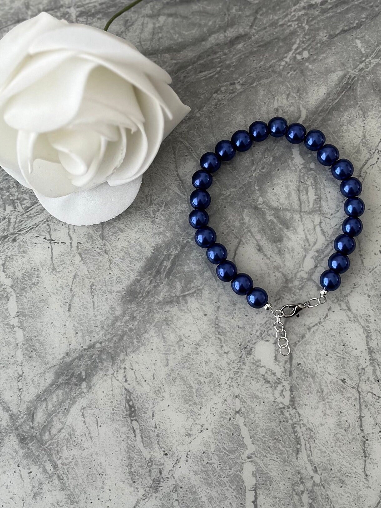 Pearl Navy Blue Bracelet. Bridal, Bridesmaid. Handmade. - Etsy