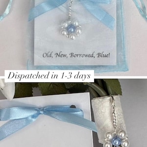 Something Blue Bouquet Charm: Pearl Flower Bridal Gift Set - Etsy