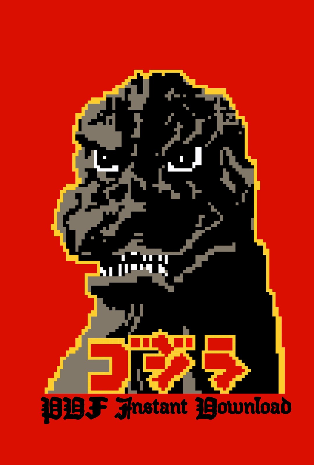 Godzilla 1975 Cross Stich Pattern / Japanese Movies Kaiju Irreverent ...