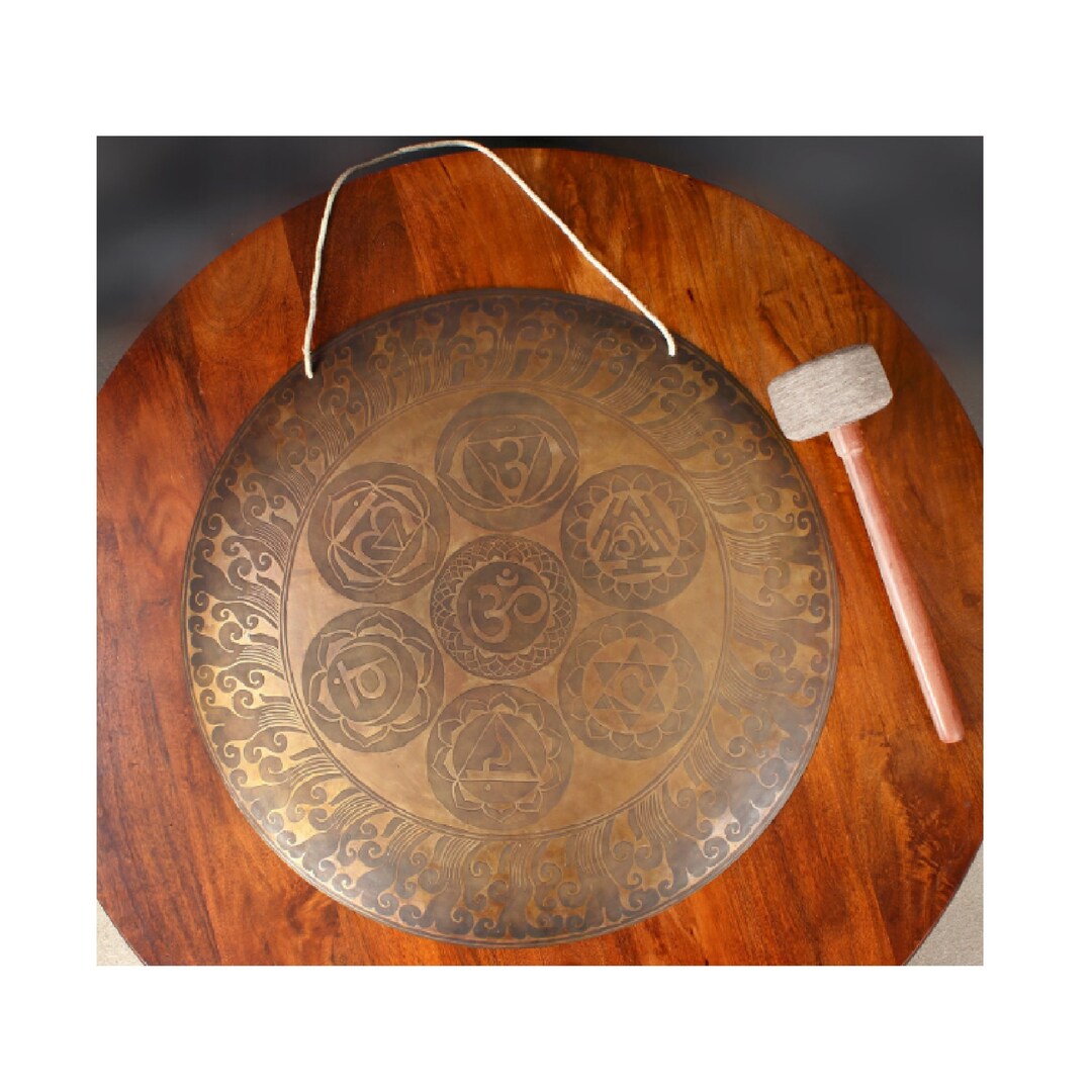 25'' Om Healing Gong for Meditation Bronze Gong Handmade Made in India ...